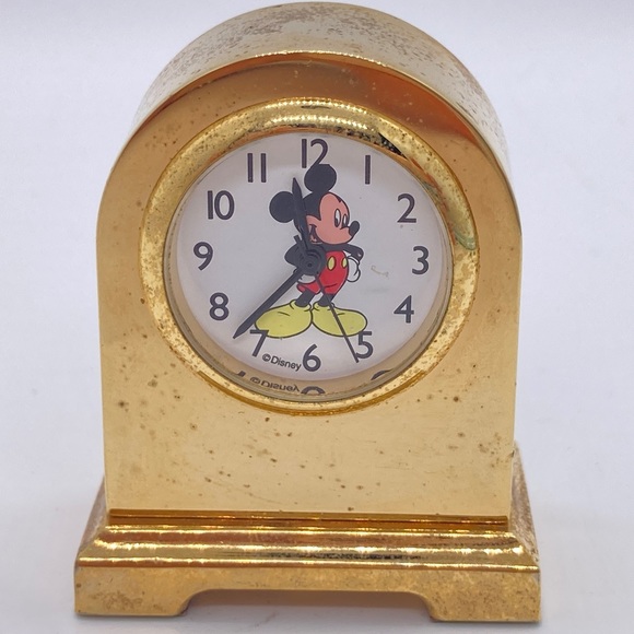 Disney | Accents | Disney Gold Tone Mantle Style Collectible Mickey ...